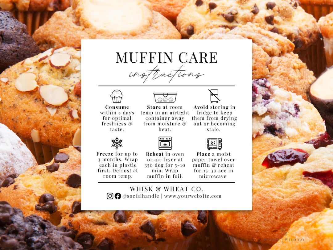 Muffin Care Canva Template, Sweet Treat Care Instructions Label, Home ...