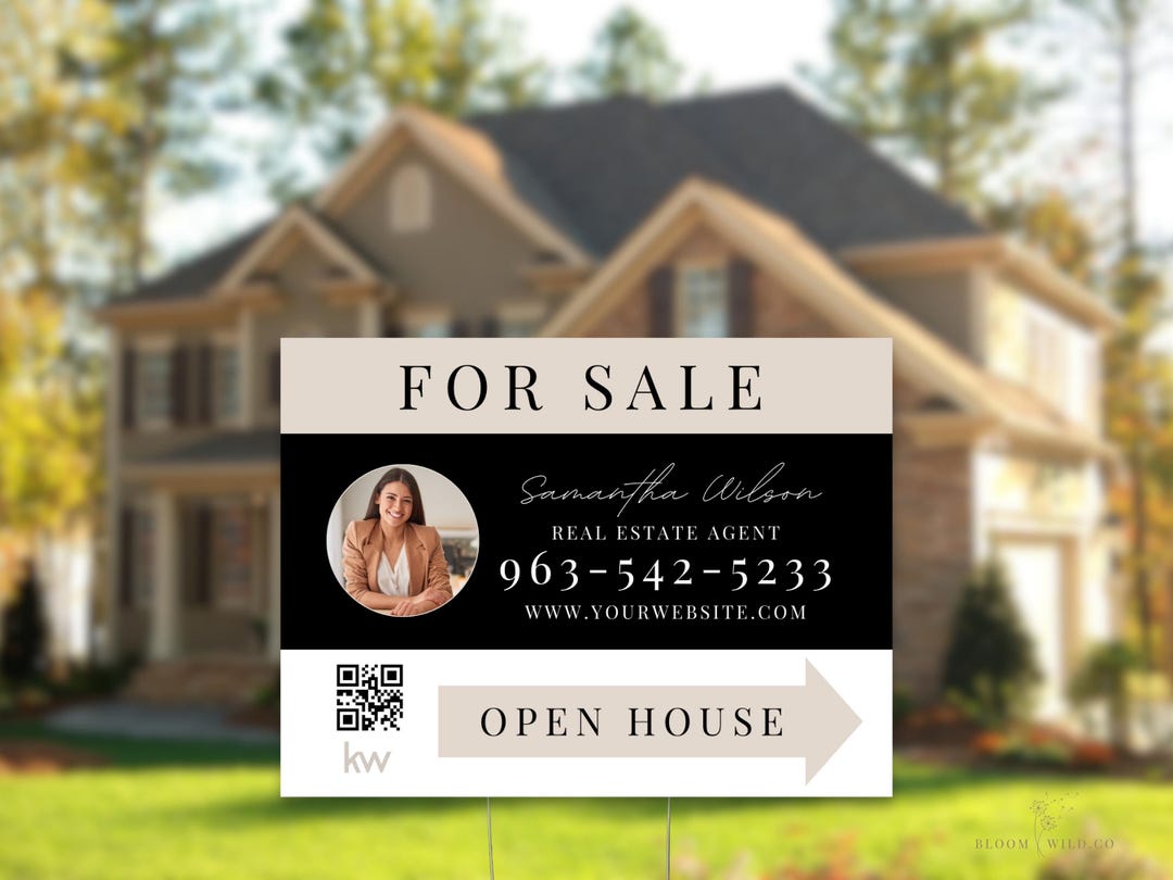 Open House Signs Directional, Real Estate Sign Qr Code, Personalized ...
