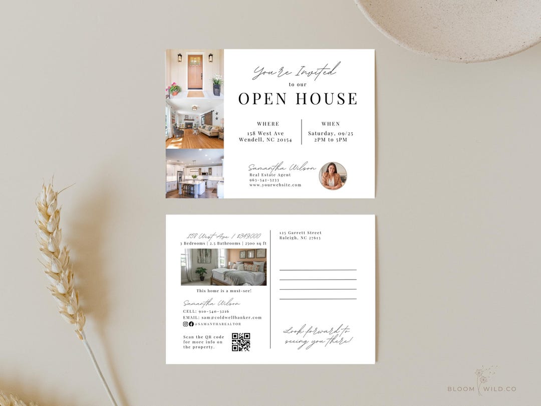 Open House Post Card Template, Realtor Post Cards QR Code, Real Estate ...