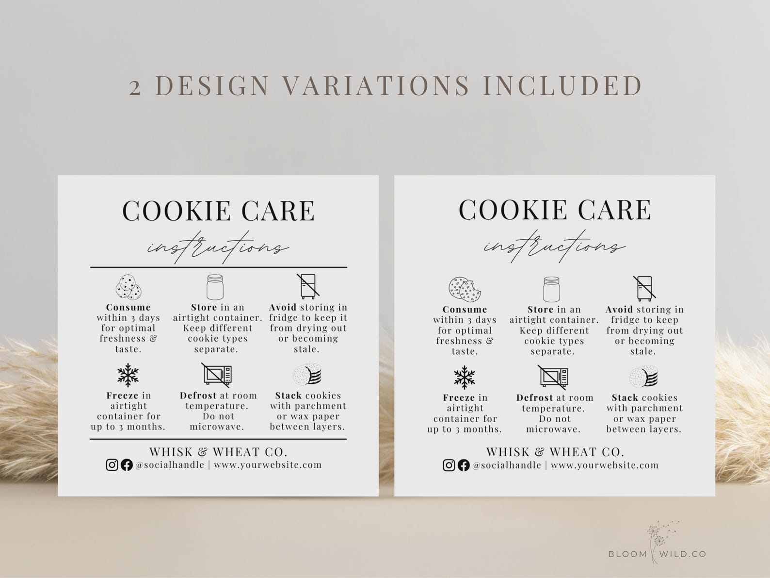 Cookie Care Instruction Card, Cookie Care Guide, Cookie Care Template ...