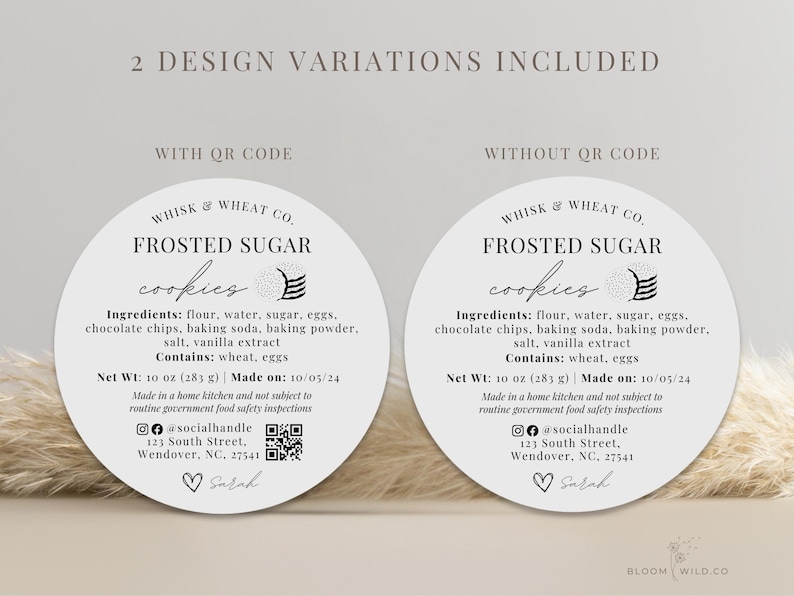 Sugar Cookie Ingredient Label, Cottage Law Cookie Labels, Product Label ...