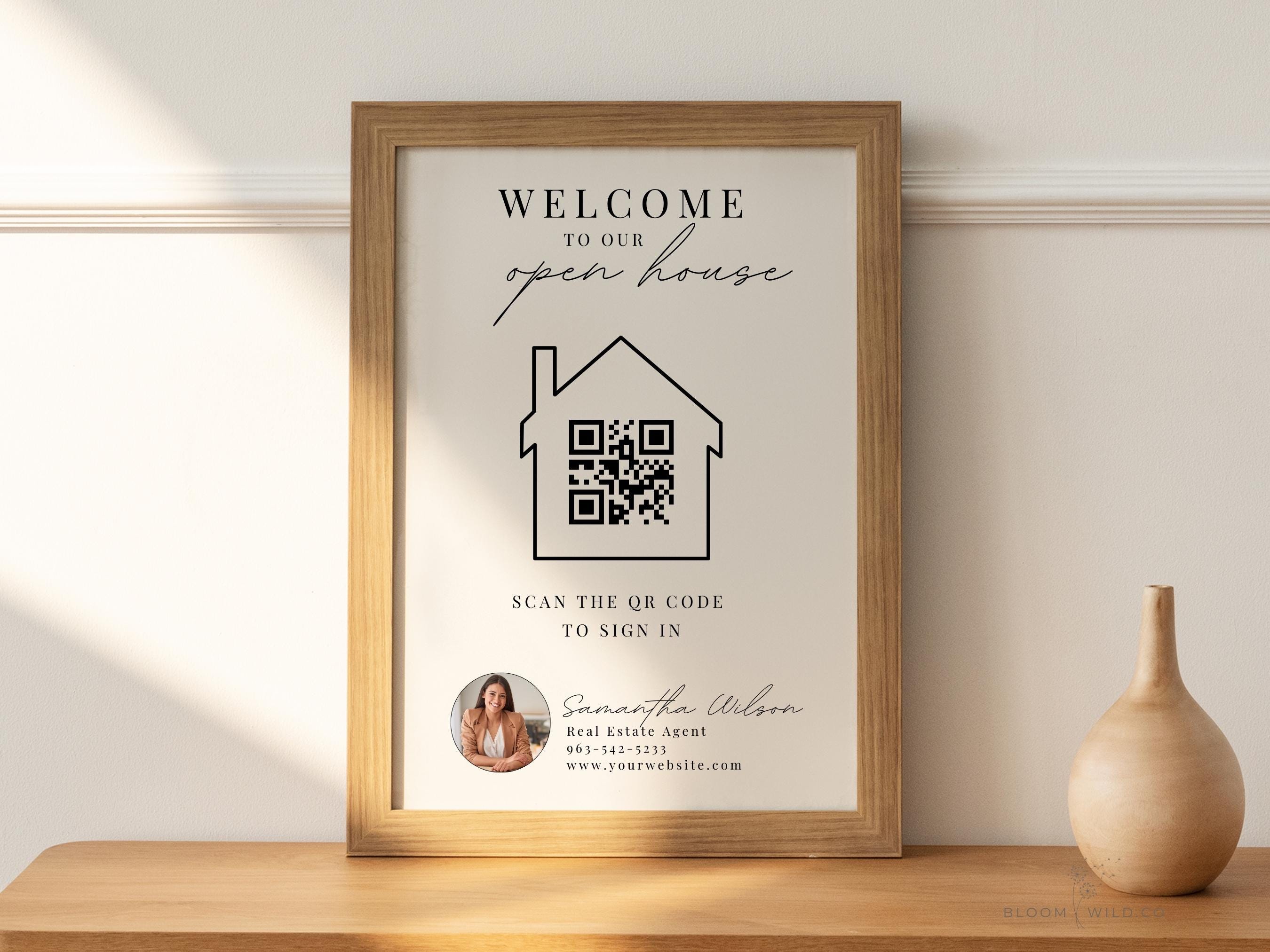 Welcome to Our Open House Sign, Open House Sign in QR Code, Brokers ...