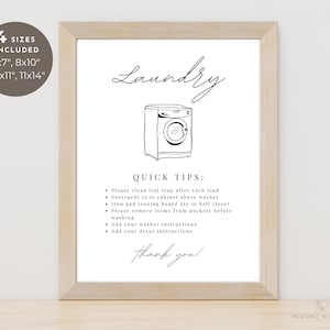 Laundry Sign Airbnb, Laundry Sign Instructions, Laundry Room Signs ...
