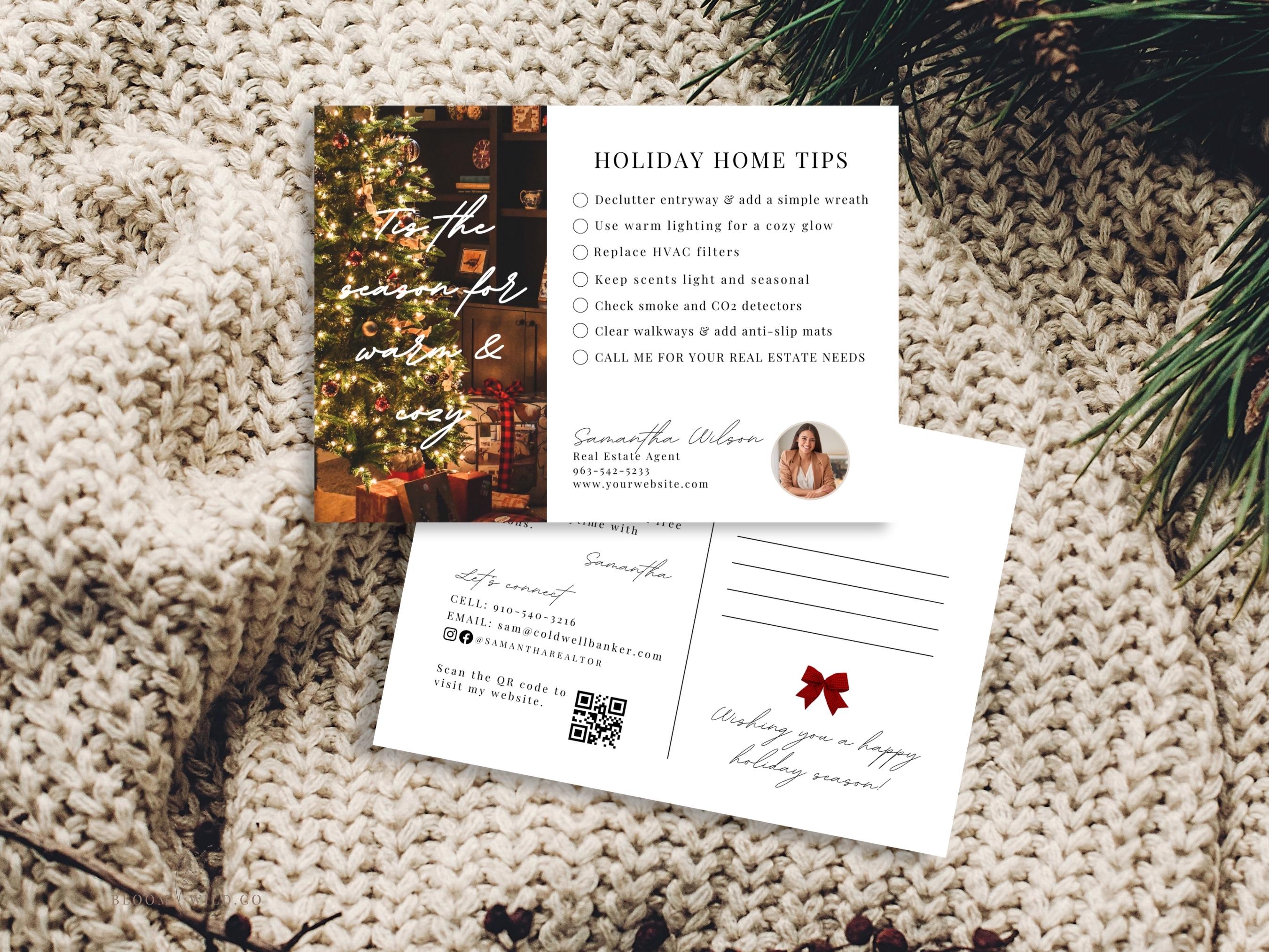Holiday Home Tips Realtor Postcard, Christmas Real Estate Marketing ...