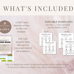 Brownies Care Card Canva Template, Brownie Care Instructions, Brownies Care Guide, Bakery ...