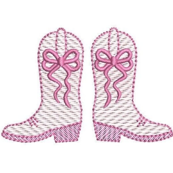 Cowgirl Cowboy Boot Fill Stitch Two Star, Machine Embroidery Design, 4 ...