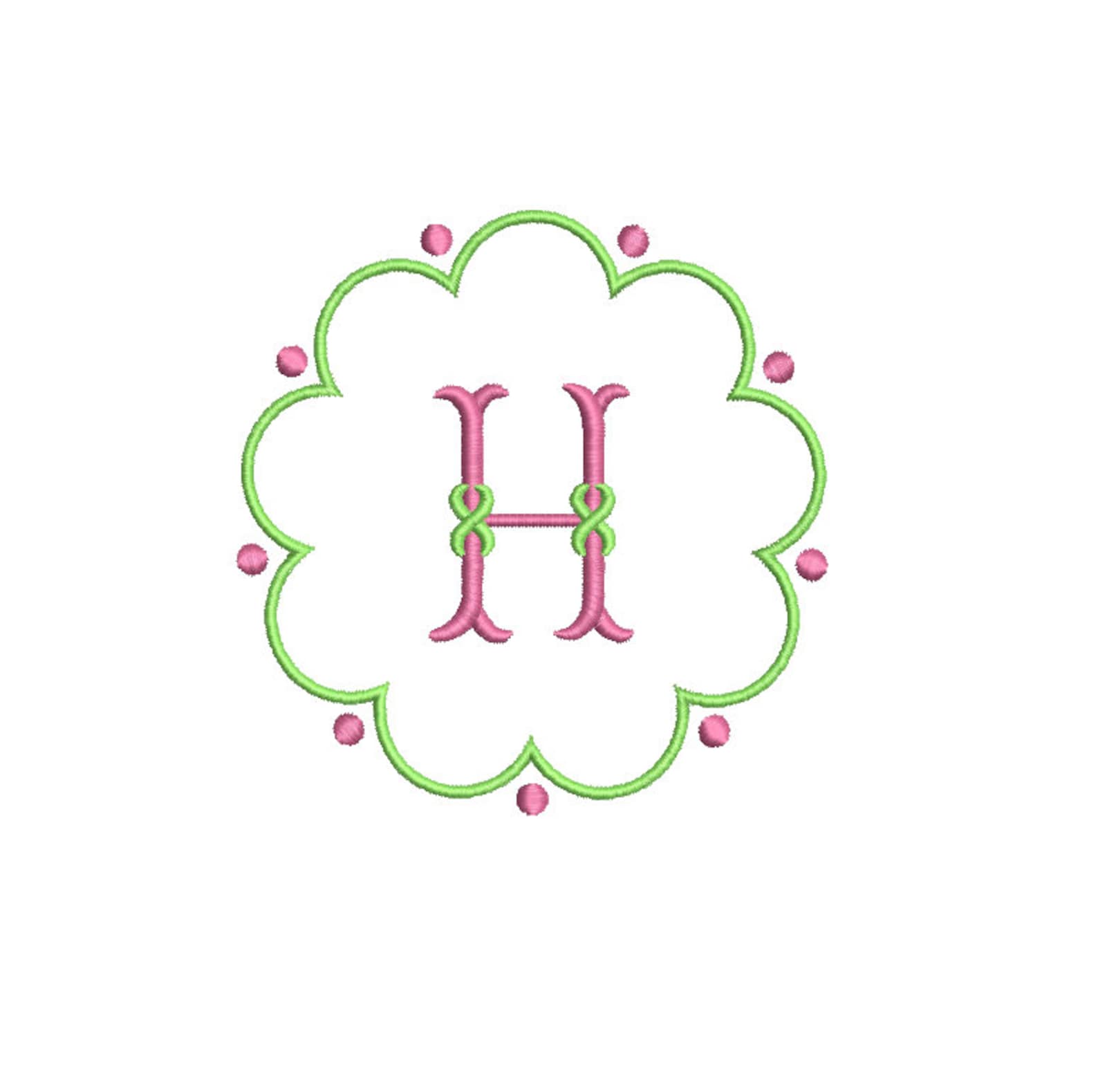 Scalloped With Dots Monogram Frame 3 Sizes Classic Preppy Machine ...