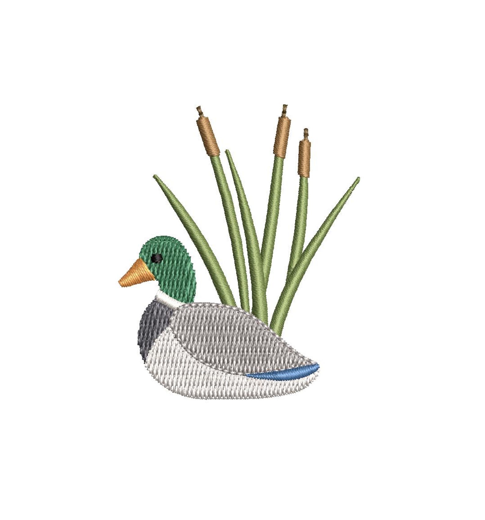 Mallard Duck Cattails Reeds Design, for Machine Embroidery, 5 Sizes ...