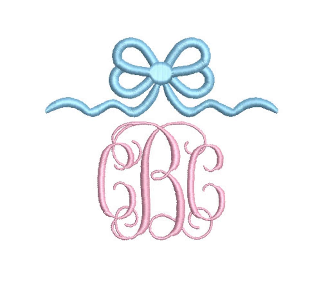 Monogram Bow Frame Embroidery Design: Satin Stitch, 5 Sizes, PES DST ...