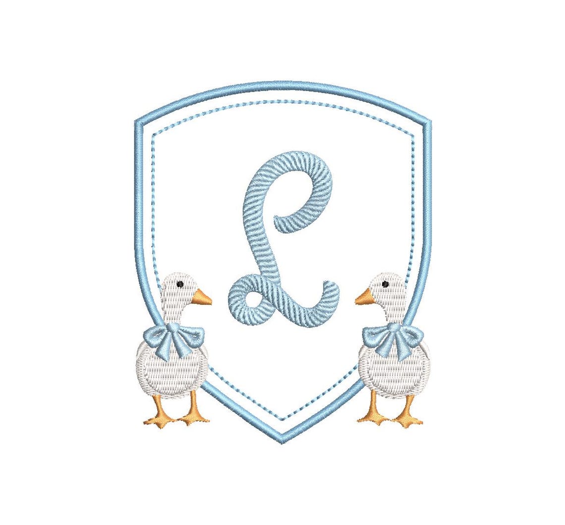 White Duck Goose Baby Crest Monogram Frame, Machine Embroidery Design ...