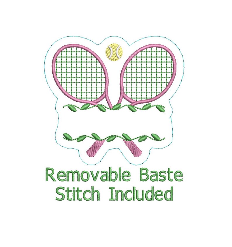Tennis Racket Ivy Split Frame Embroidery Design (digital Download PES ...