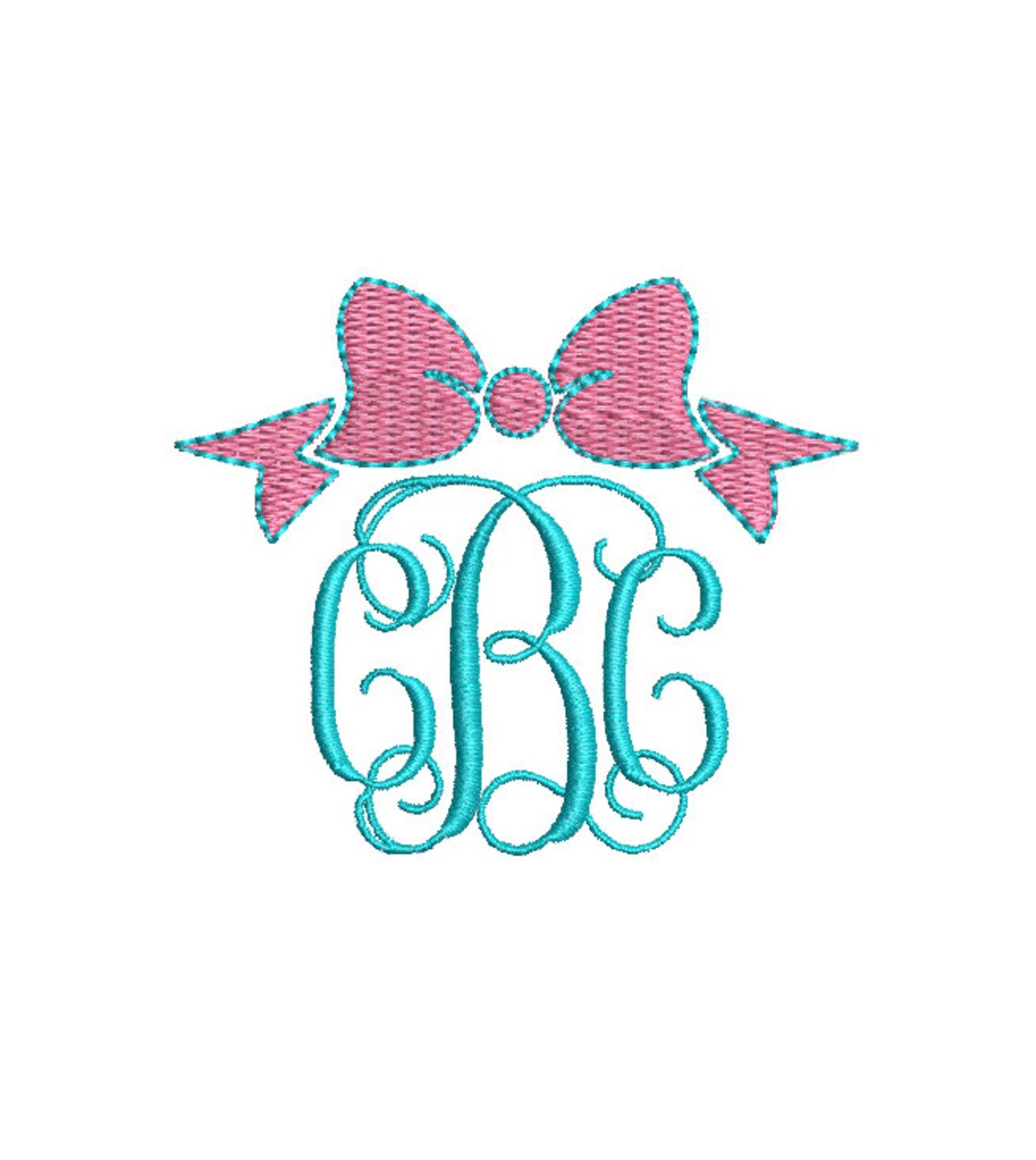 Bow Monogram Topper Frame Embroidery Design, PES DST JEF++, Digital ...