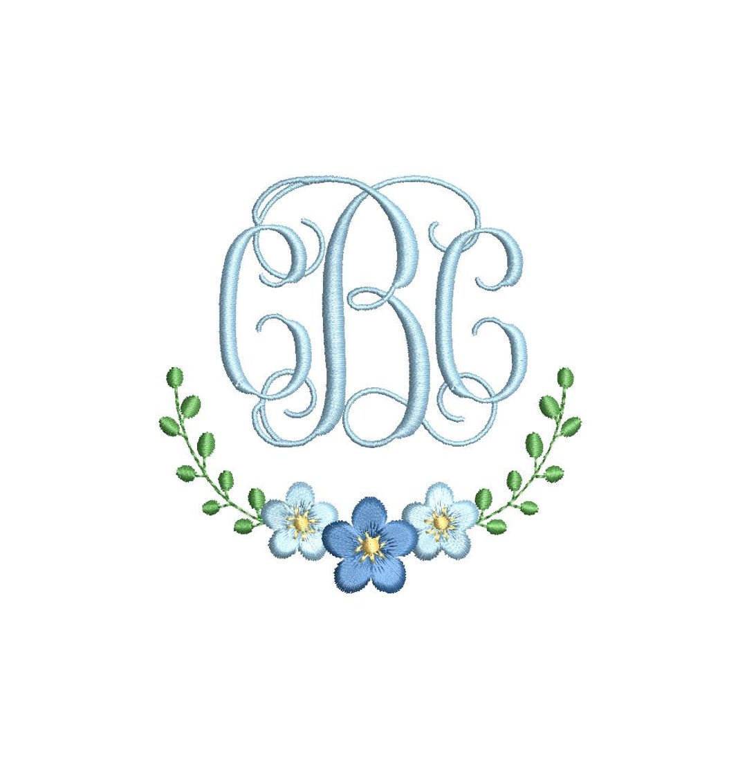Floral & Ivy Half Monogram Frame , Machine Embroidery Design, 5 Sizes ...