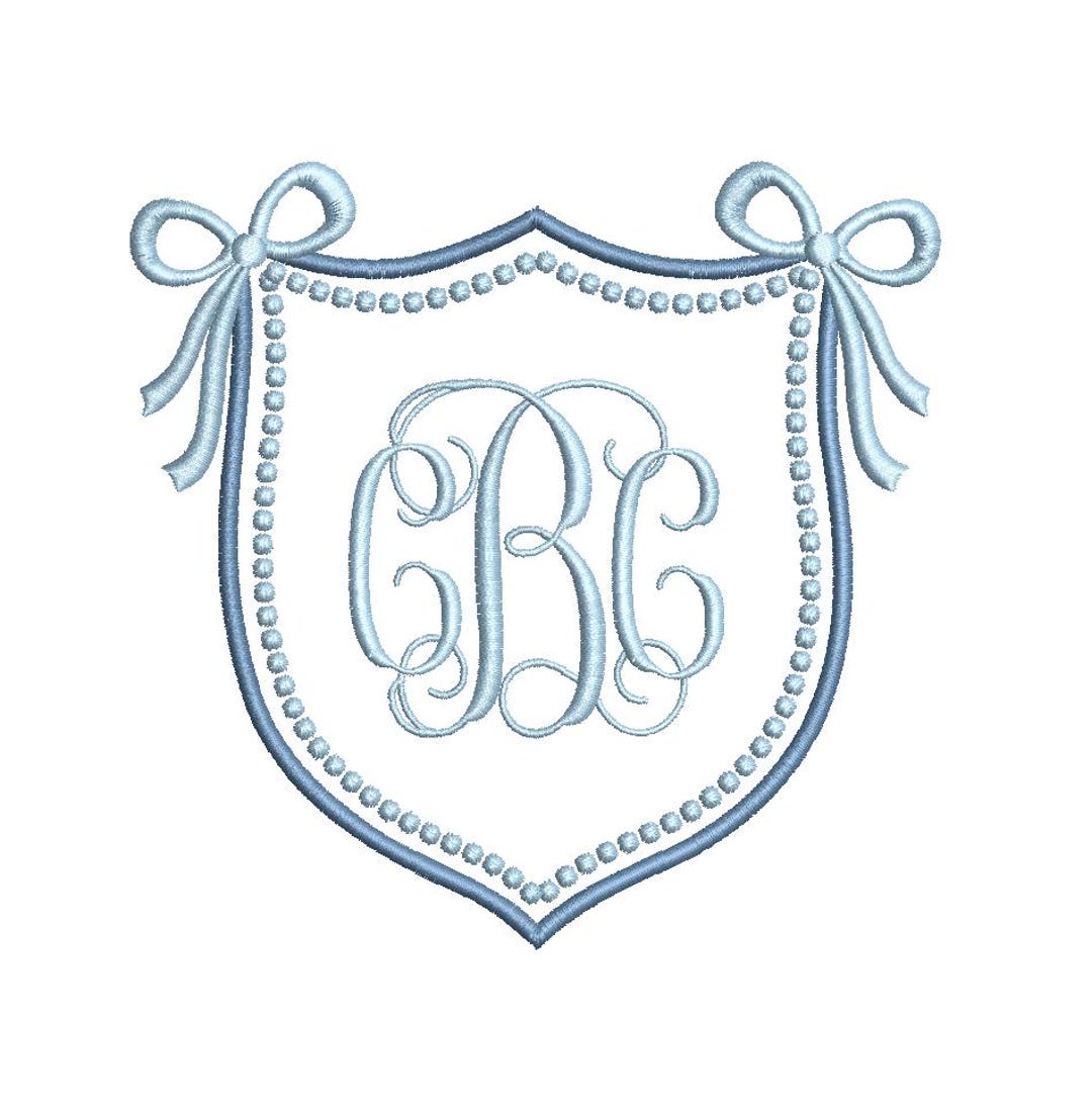 Crest Double Monogram Satin & Pearl Knot Frame With Bows, Machine ...