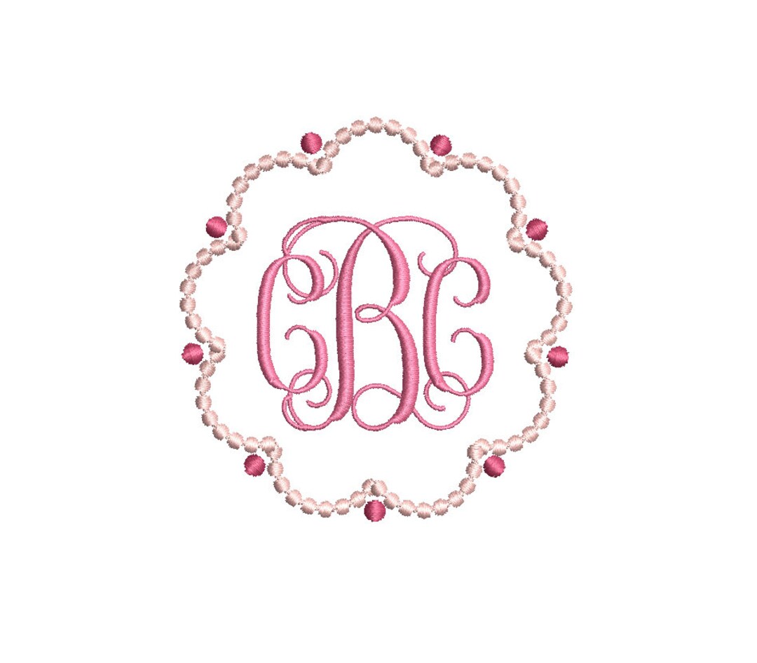 Scalloped Pearl & Dots Monogram Frame 3 Sizes Classic Preppy Machine ...