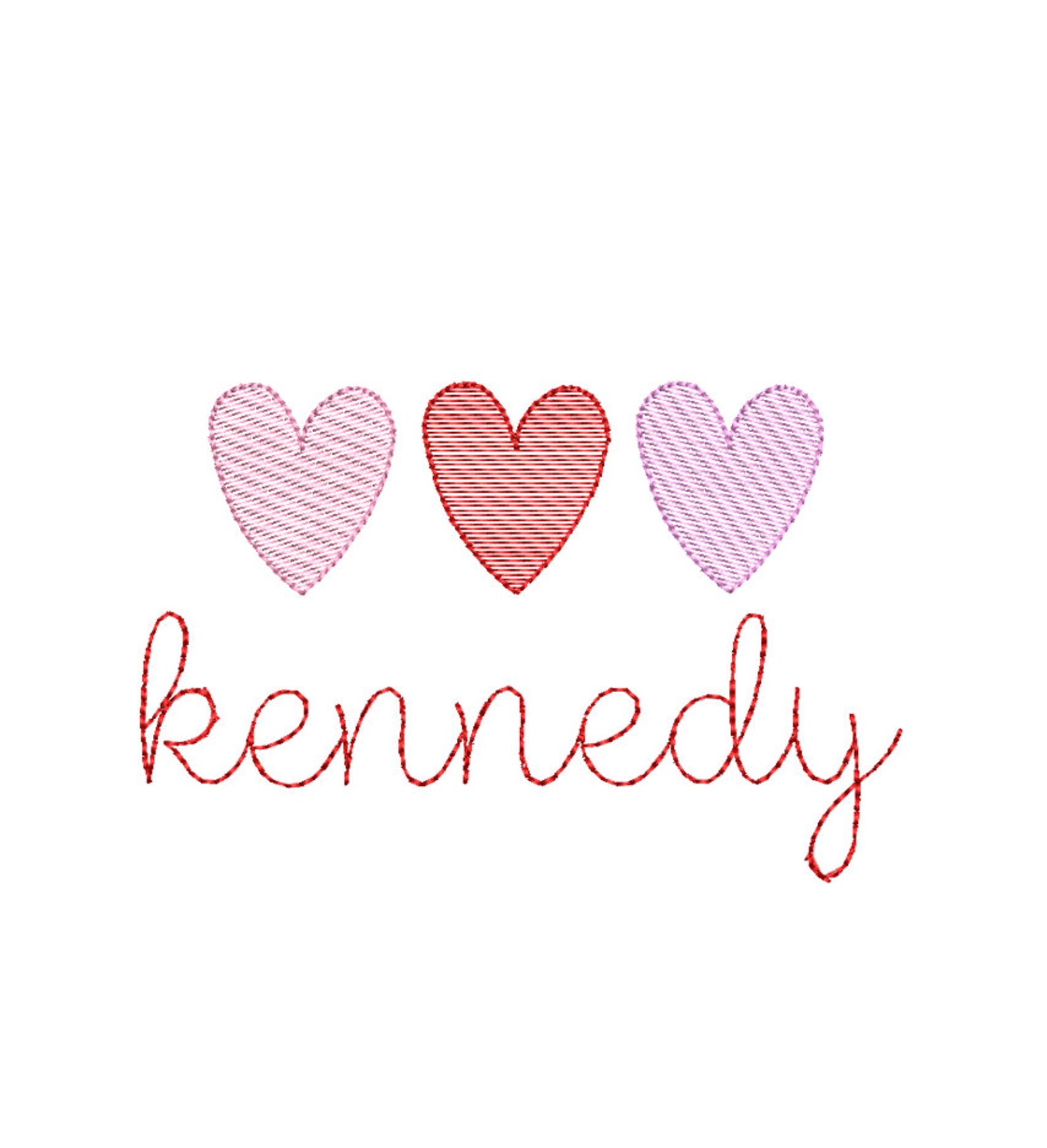 Heart Trio Sketch Classic Machine Embroidery Design Three - Etsy