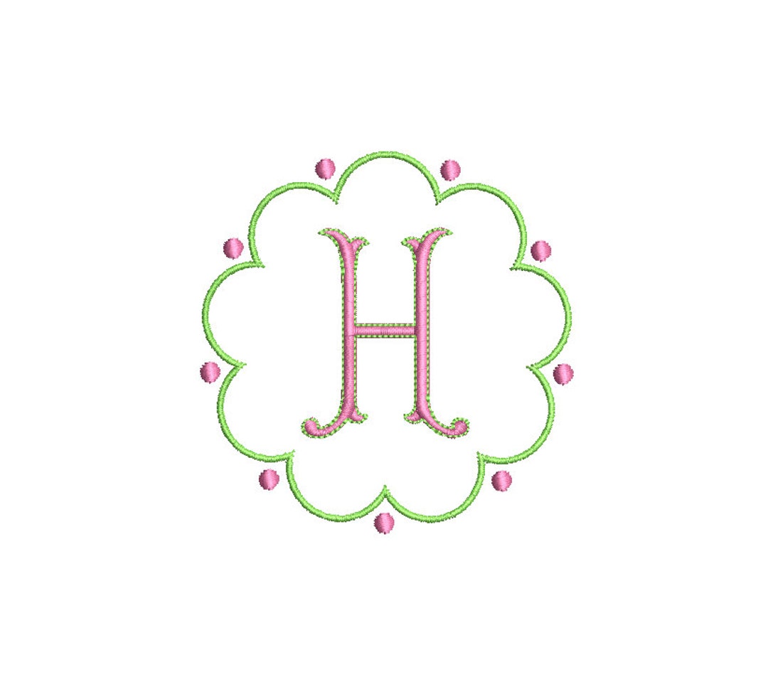 Scalloped With Dots Monogram Frame 3 Sizes Classic Preppy - Etsy