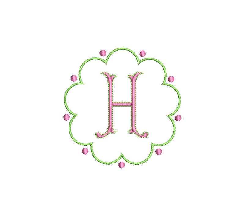 Scalloped With Dots Monogram Frame 3 Sizes Classic Preppy - Etsy