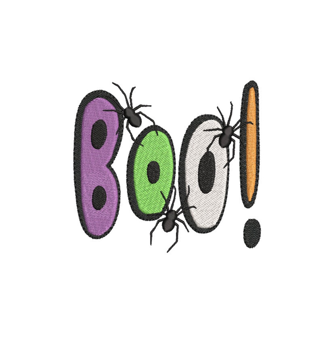 Halloween Boo & Spider Motif, Machine Embroidery Design, 3 Sizes, PES ...