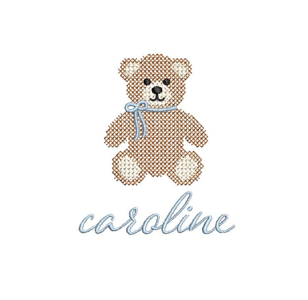 Cross Stitch Teddy Bear, Machine Embroidery Design, 5 Sizes, PES DST ...