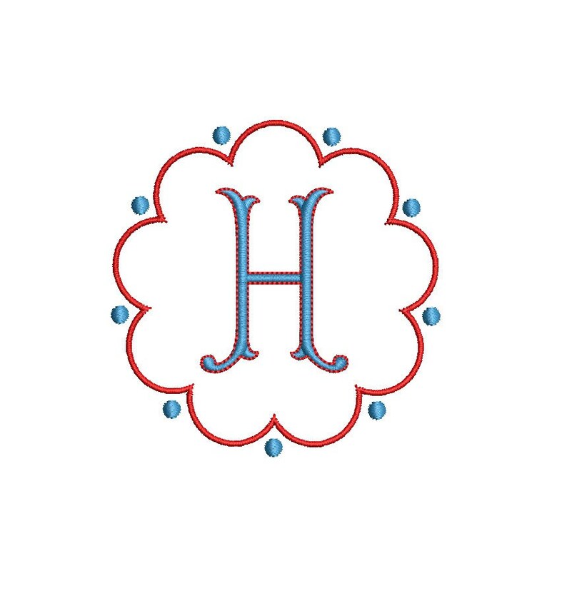 Scalloped With Dots Monogram Frame 3 Sizes Classic Preppy - Etsy