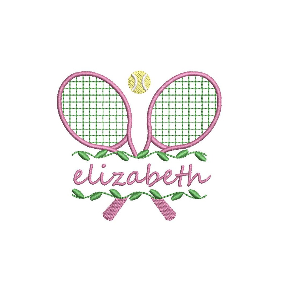 Tennis Racket Ivy Split Frame Embroidery Design (digital Download PES ...