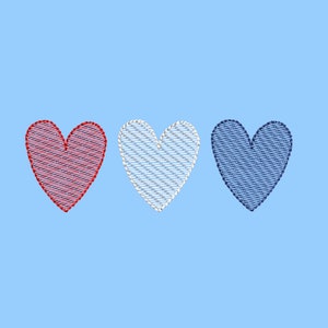 Heart Trio Sketch Classic Machine Embroidery Design Three Color Quick ...
