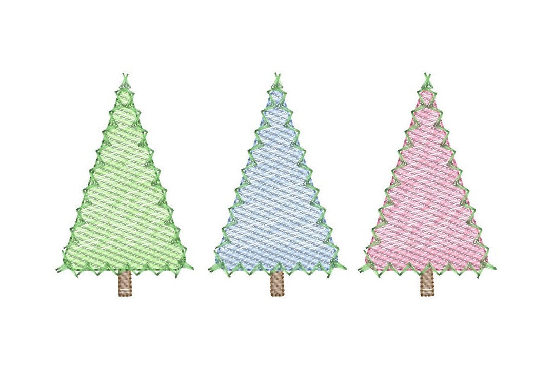 Sketch Christmas Tree Design Large Fringe Zig Zag Edge 4 Sizes Classic ...
