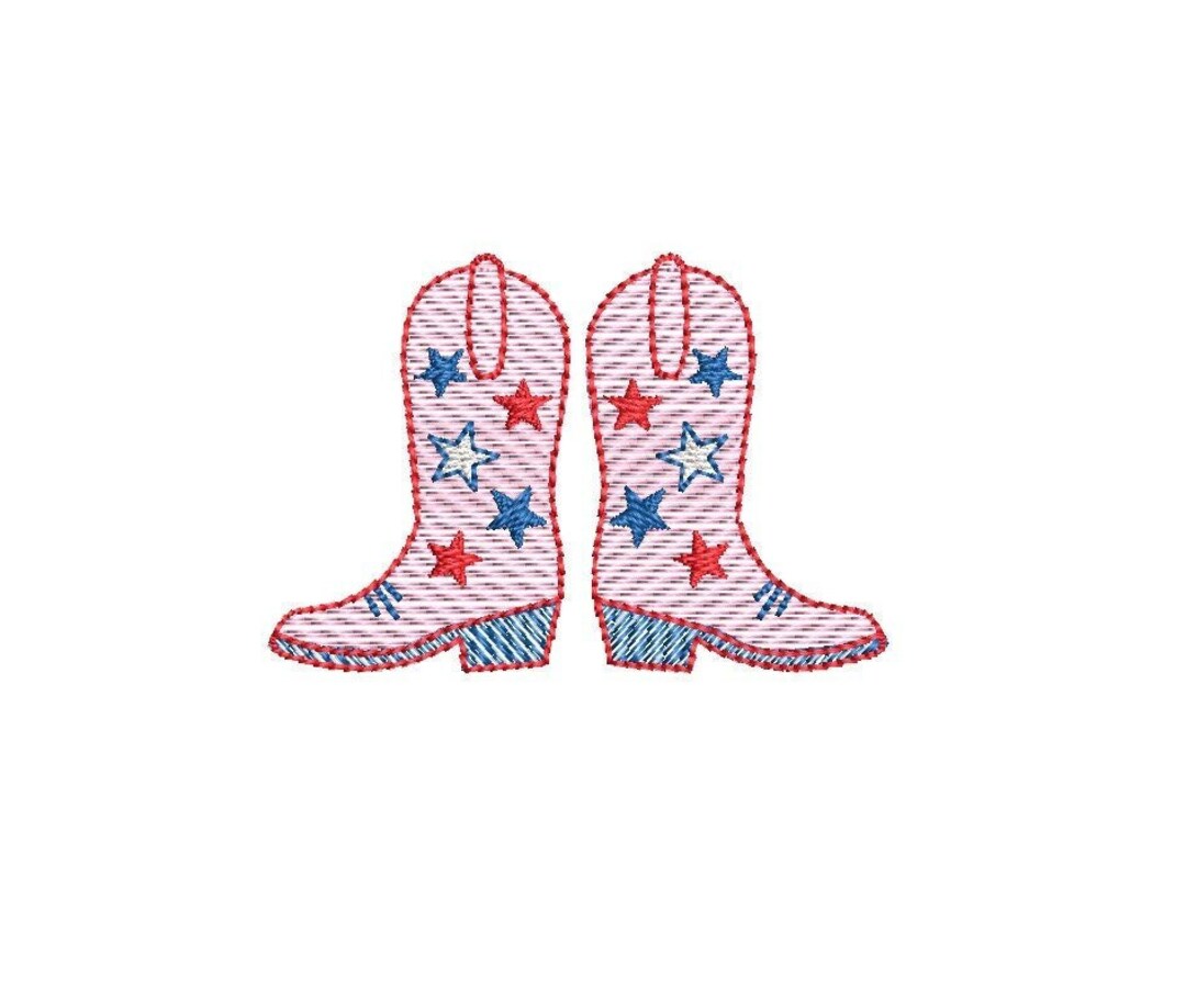 Cowboy Boot Stars Sketch Style, Machine Embroidery Design, 4 Sizes, PES ...
