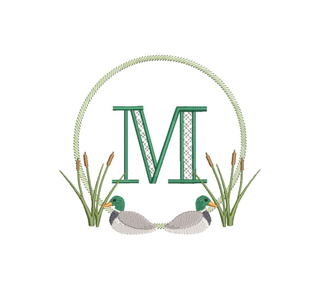Mallard Duck Cat Tails Reeds Frame, Machine Embroidery Design, 3 Sizes ...