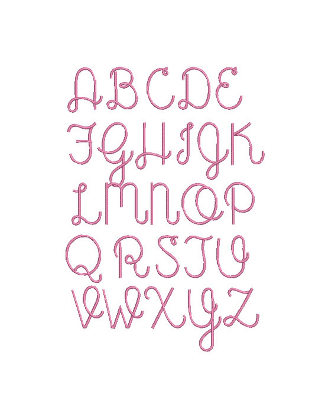 Satin Script Cursive Font Machine Embroidery Design 3 Sizes BX PES DST ...