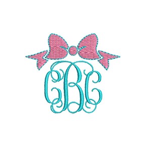Bow Monogram Topper Frame Embroidery Design, PES DST JEF++, Digital ...