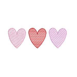 Heart Trio Sketch Classic Machine Embroidery Design Three Color Quick ...