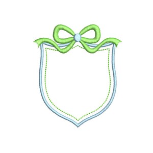 Sheild & Bow Monogram Frame, 4 Options, 3 Sizes, Machine Emb Design ...