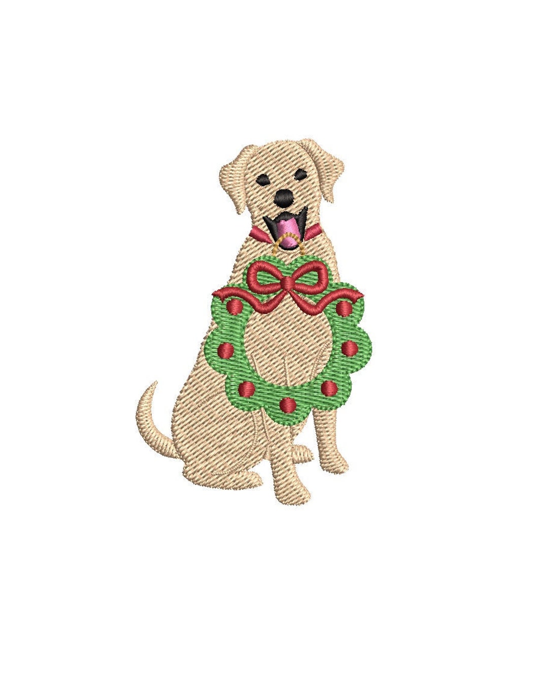 Happy Dog & Christmas Wreath, Machine Embroidery Design, 3 Sizes, PES ...