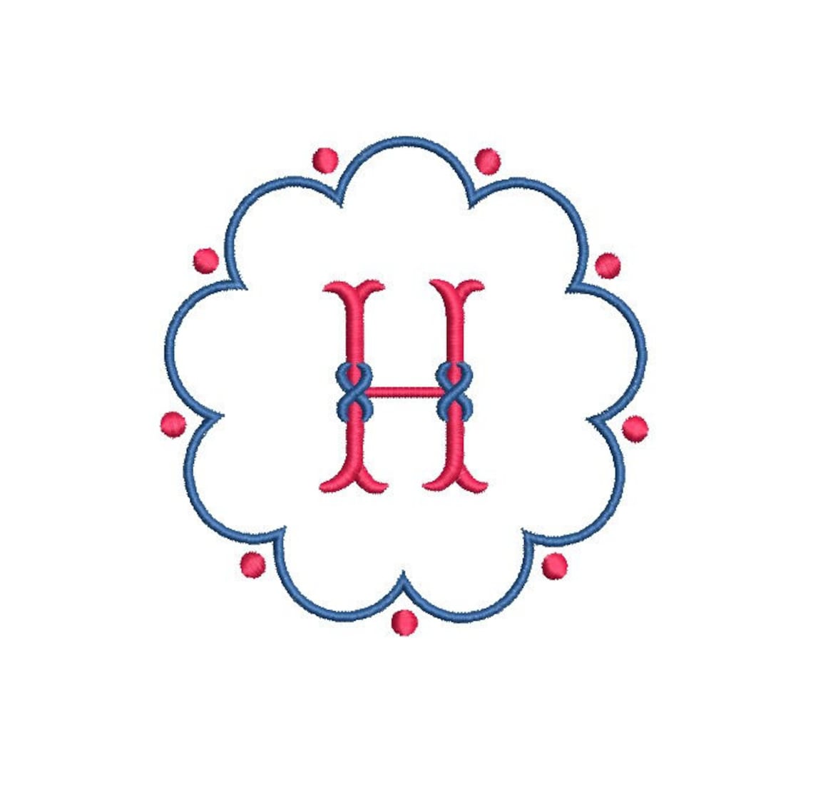 Scalloped With Dots Monogram Frame 3 Sizes Classic Preppy - Etsy