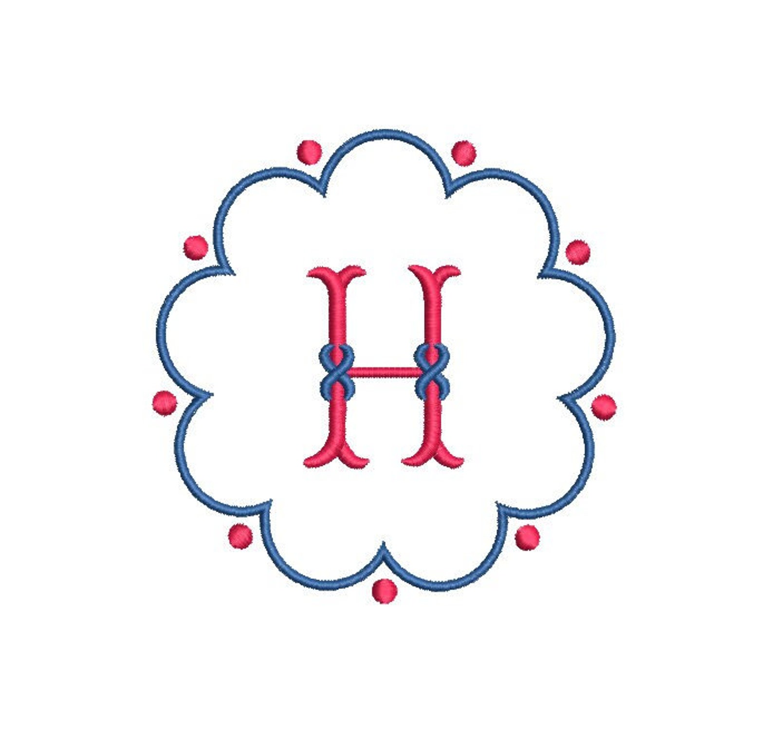 Scalloped With Dots Monogram Frame 3 Sizes Classic Preppy Machine ...