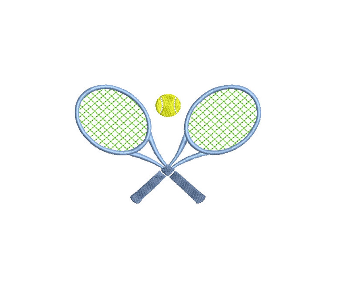 Tennis Racquets Rackets Crossed Machine Embroidery Design, 5 Sizes, PES ...