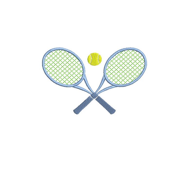 Tennis Racquets Rackets Crossed Machine Embroidery Design, 5 Sizes, PES ...