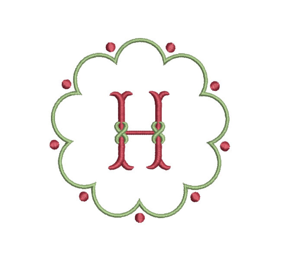 Scalloped With Dots Monogram Frame 3 Sizes Classic Preppy Machine ...