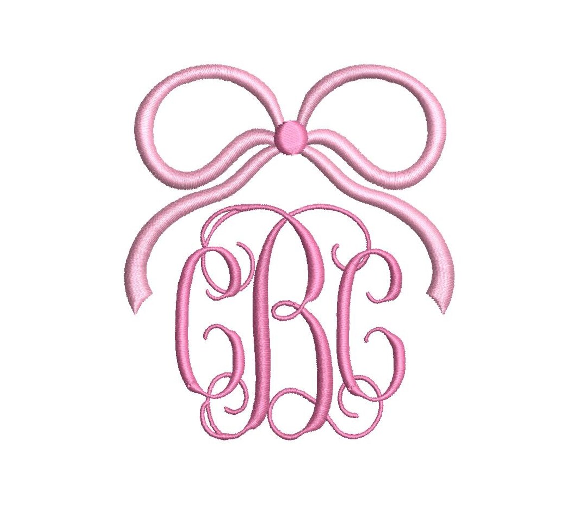 Coquette Bow Monogram Frame: Two-color Machine Embroidery Design (PES++ ...