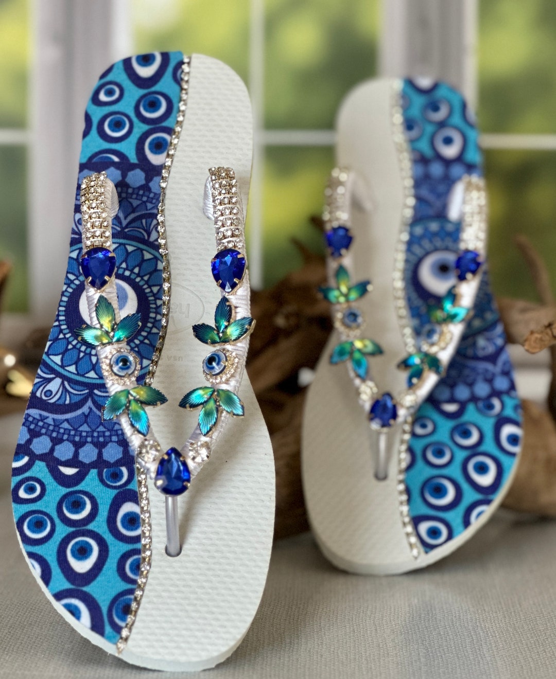 Evil Eye Design Sandals / 21st Anniversary / Summer Shoes / - Etsy