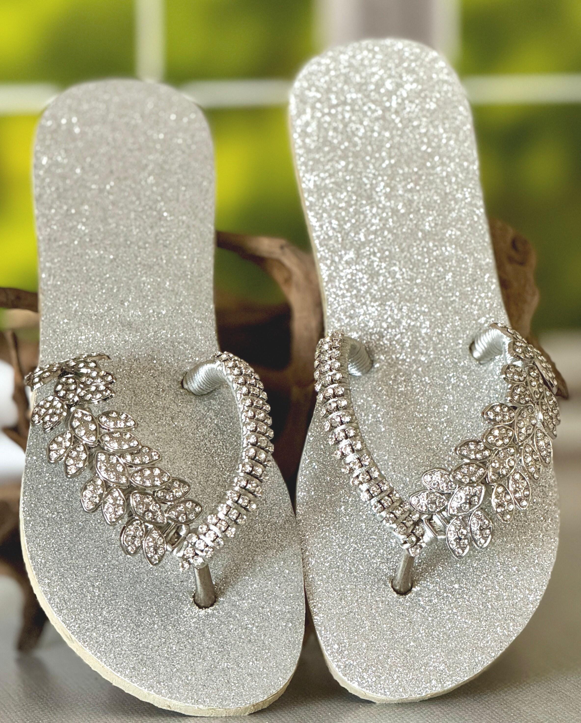 Sunset Glow Bridal Flip Flop Handmade Sparkly Crystal Rhinestone Sandal ...