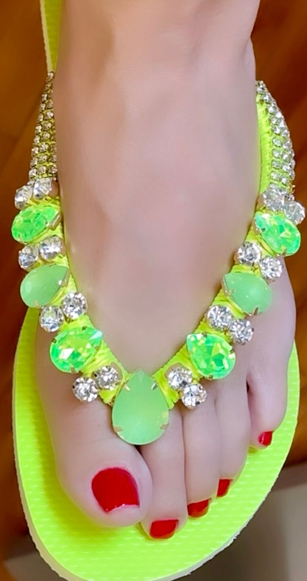 Bedazzled Neon Woman Flip Flop Summer Gift for Her Bachelorette Party ...