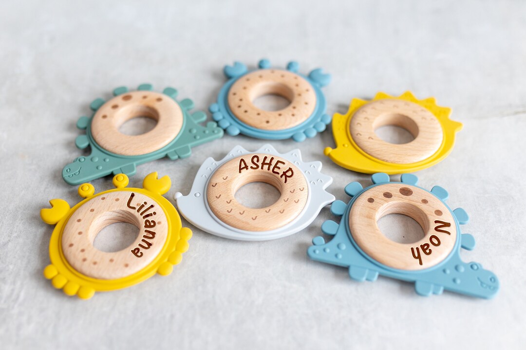 Personalized Wood & Silicone Animal Teethers | All-natural Baby ...