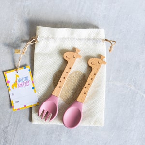 Personalized Baby Utensils | Spoon and Fork Set | Sweet Baby Giraffe ...