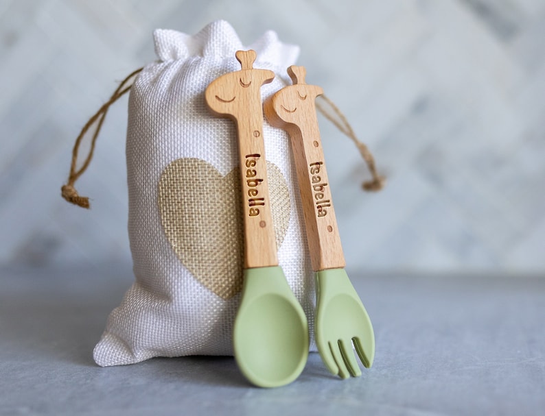Personalized Spoon and Fork Set Sweet Baby Giraffe Laser - Etsy