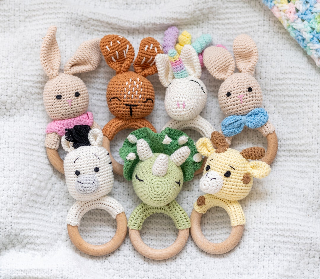 Personalized Baby Animal Rattles | Giraffe Baby Rattle | Crochet Toys ...