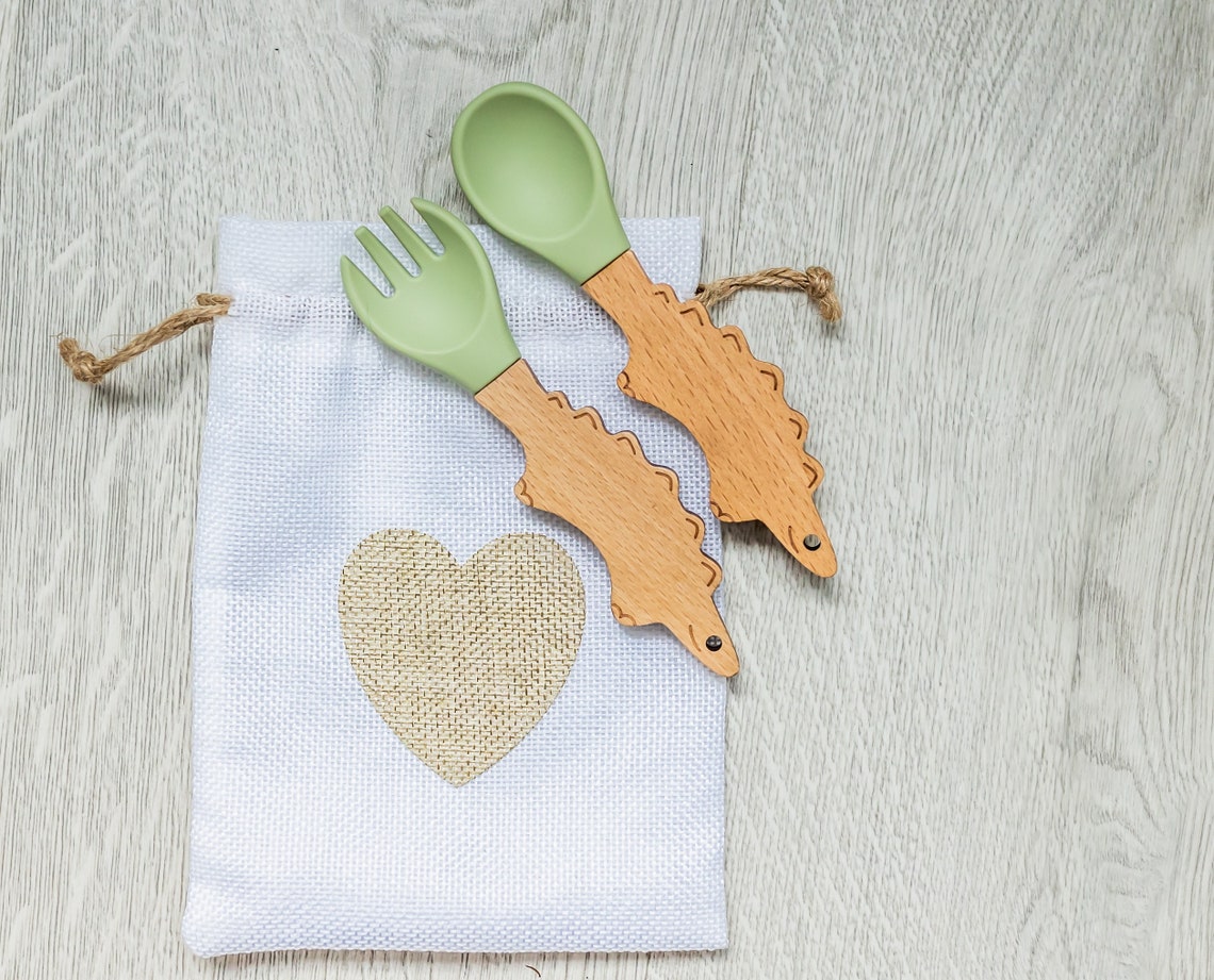 Personalized Spoon and Fork Set Adorable Dino Shape Laser - Etsy