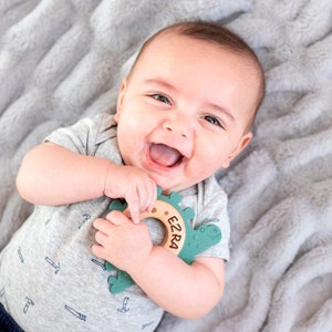 Personalized Baby Teether | Dinosaur Teether | Laser Engraved ...